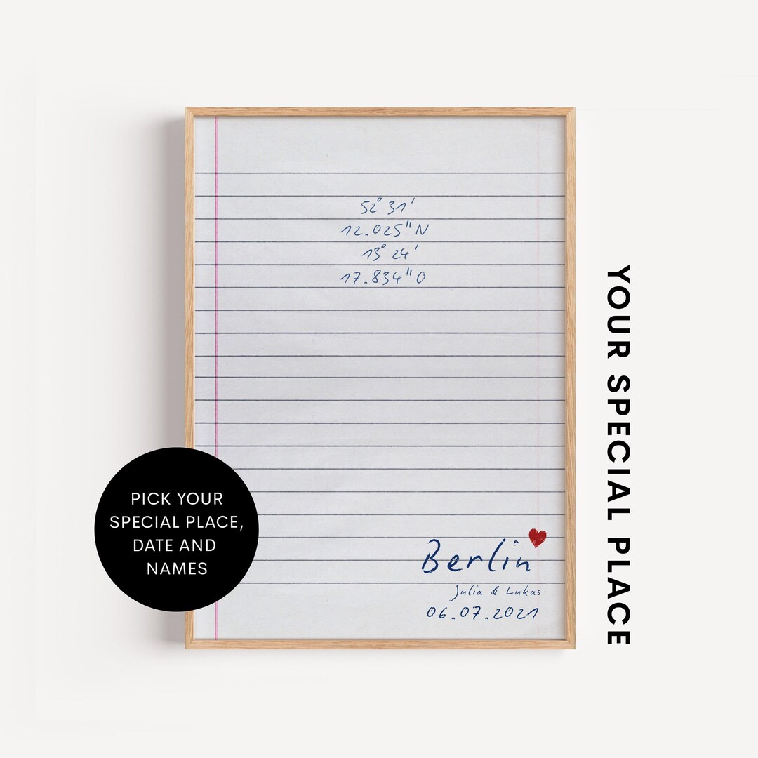 Poster Coordinates With Names | Personalized Couple Wall Art | Retro ...