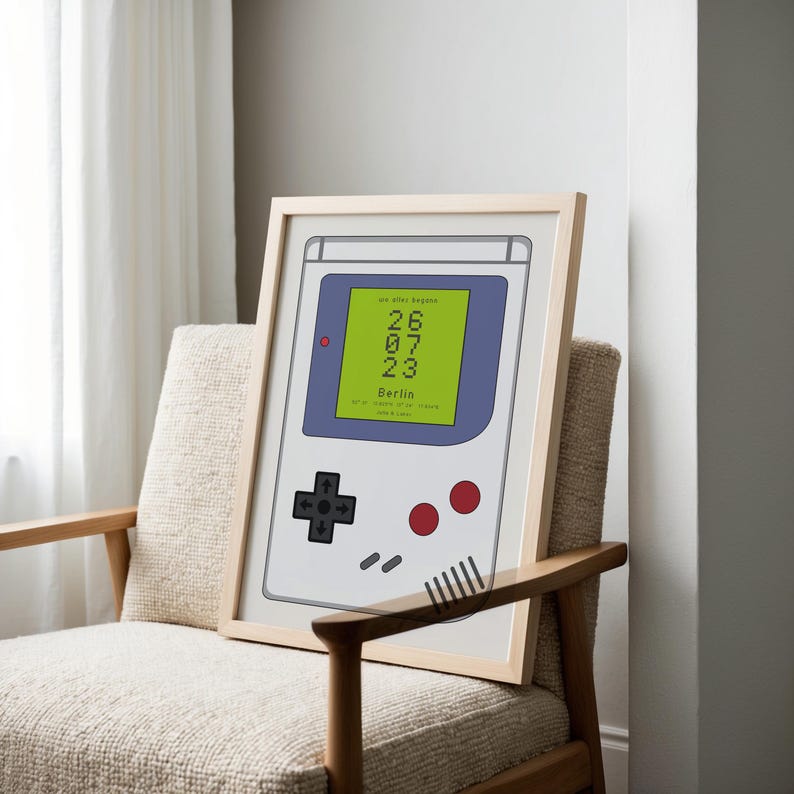Personalized Gameboy Art Print | Custom Coordinates, Names, Date - Etsy