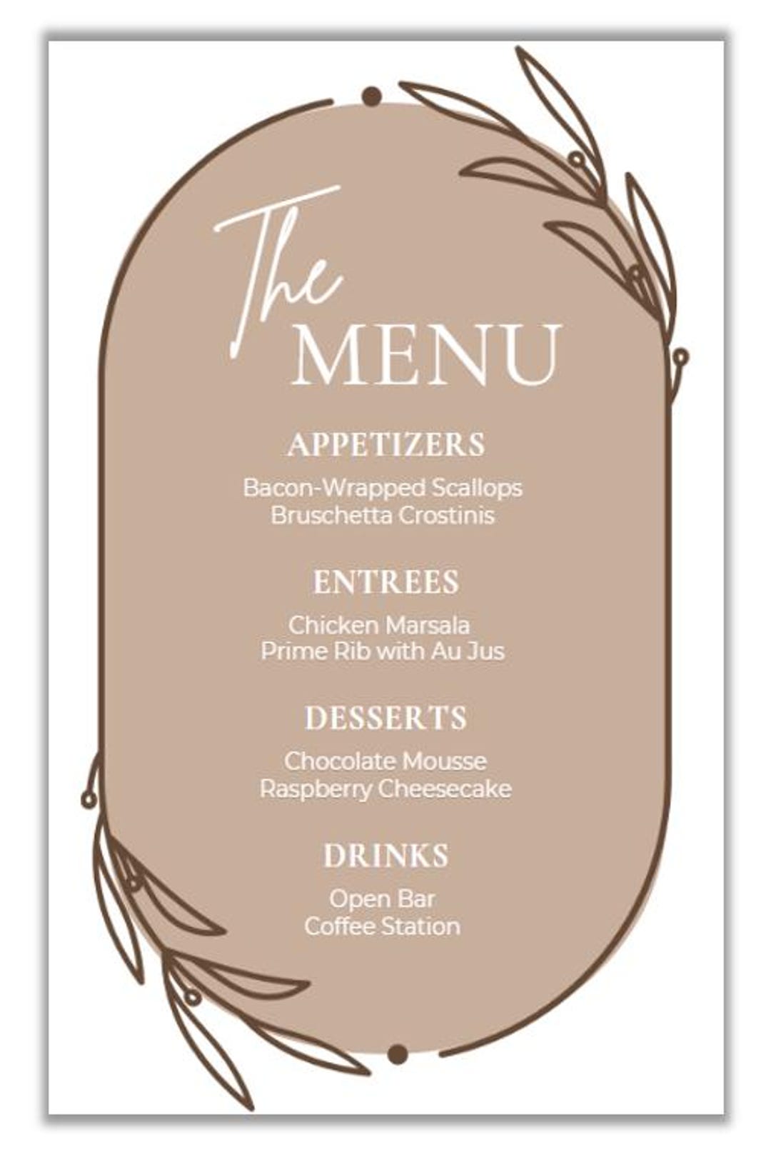 Simple Dinner Menu, Elegant Wedding Menu, Wedding Dinner Menu ...