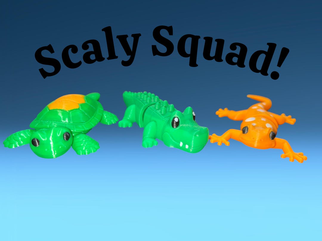 Scaly Squad Desk Animals – Crocodile Lizard Turtle – 3D Printed Reptile ...