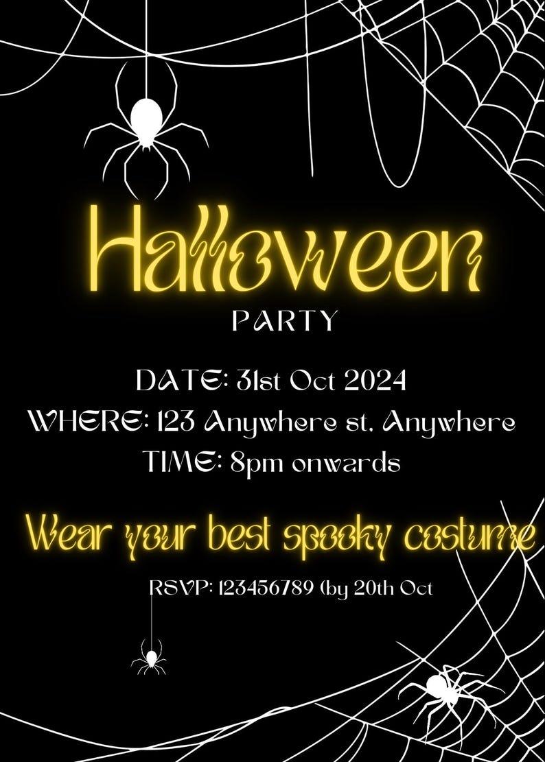 Editable Halloween Invitation - Etsy
