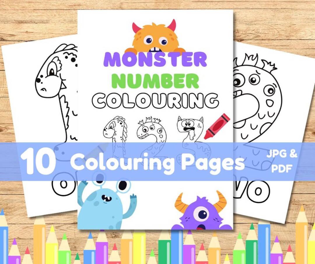 Fun and Engaging Digital Monster Number Colouring Book for Kids Learn ...