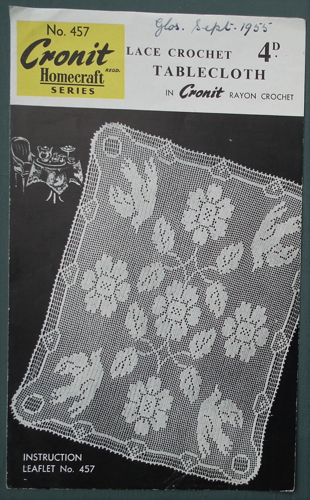 Vintage Crochet Pattern 1940s 1950s Lace Tablecloth - Cronit Homecraft ...