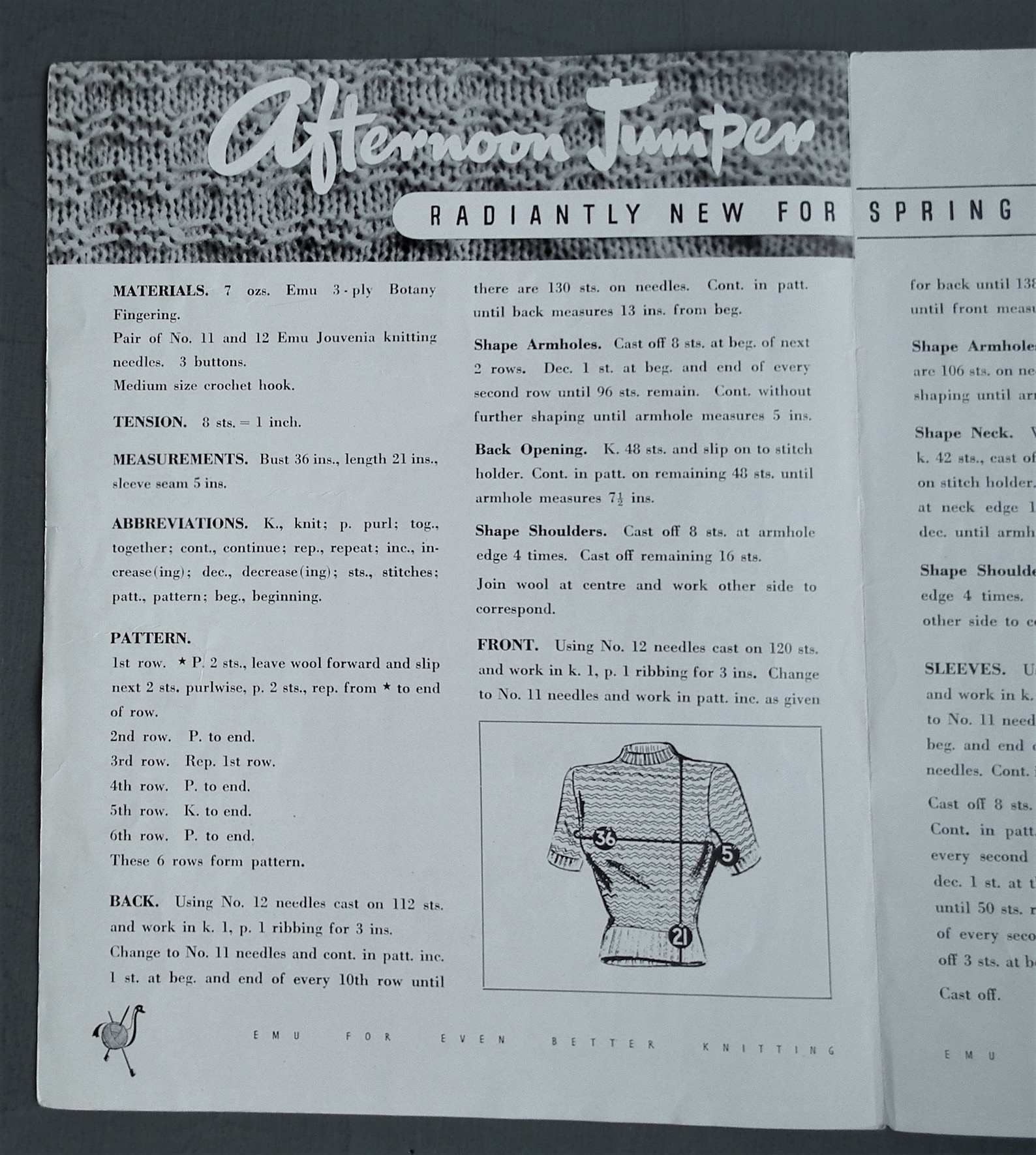 Vintage 1940s Knitting Pattern Women's Sweater Emu No. 150 - Etsy