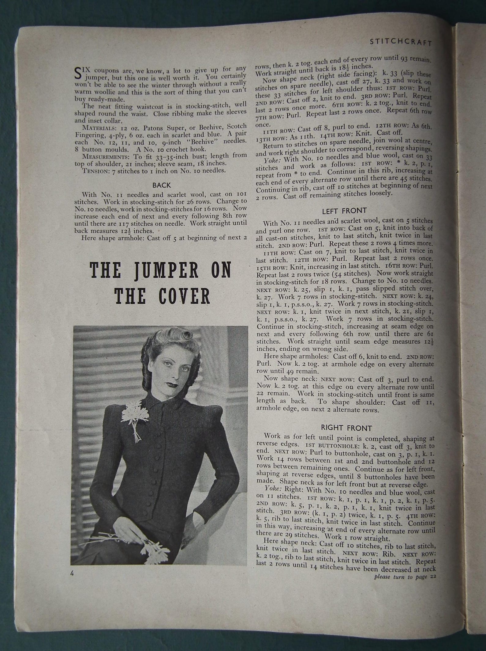 Vintage 1940s WWII Stitchcraft October 1941 UK Magazine Original 40s ...