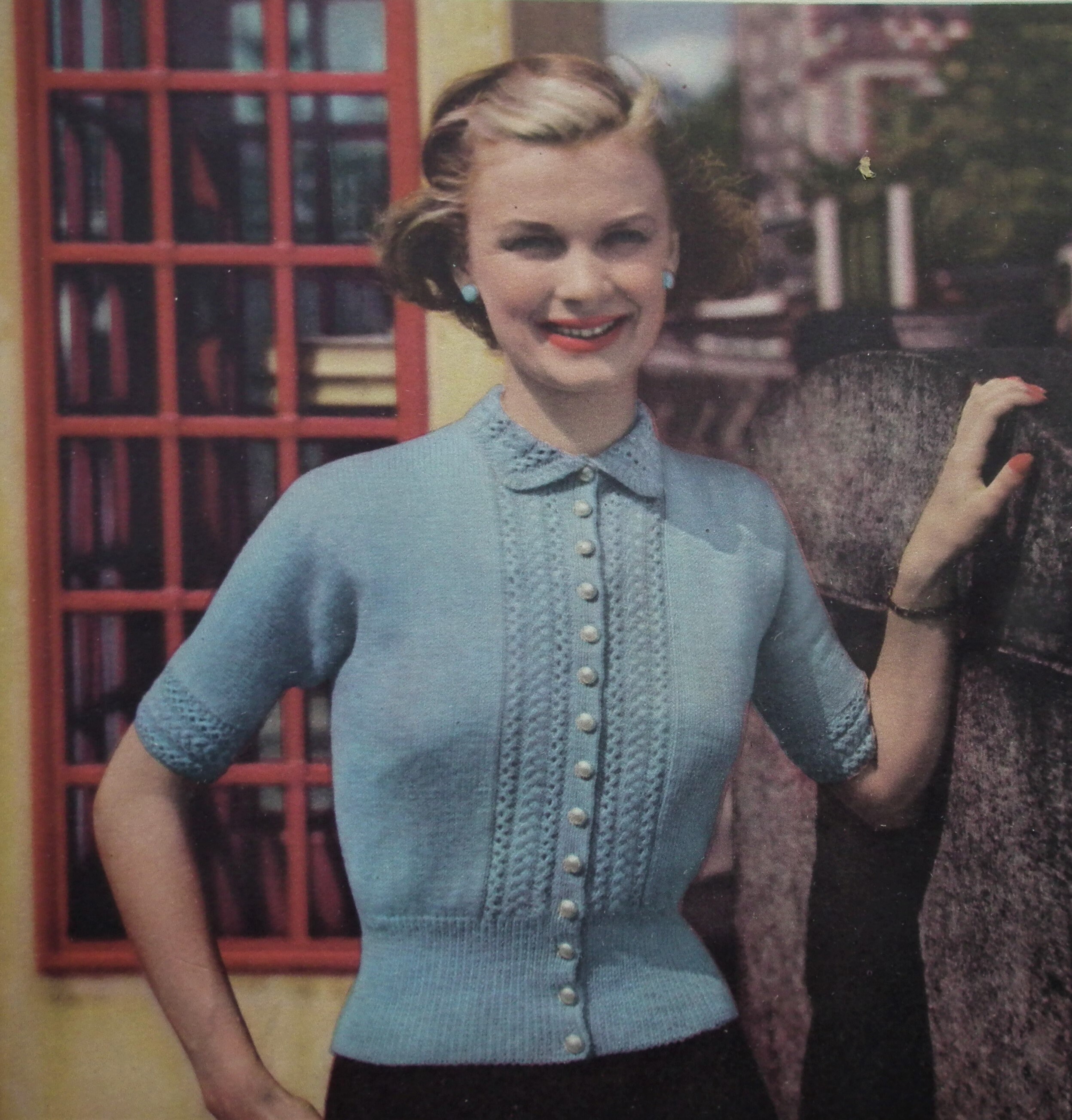 Vintage Knitting Pattern 1940s 1950s Women's Cardigan Short Sleeves ...