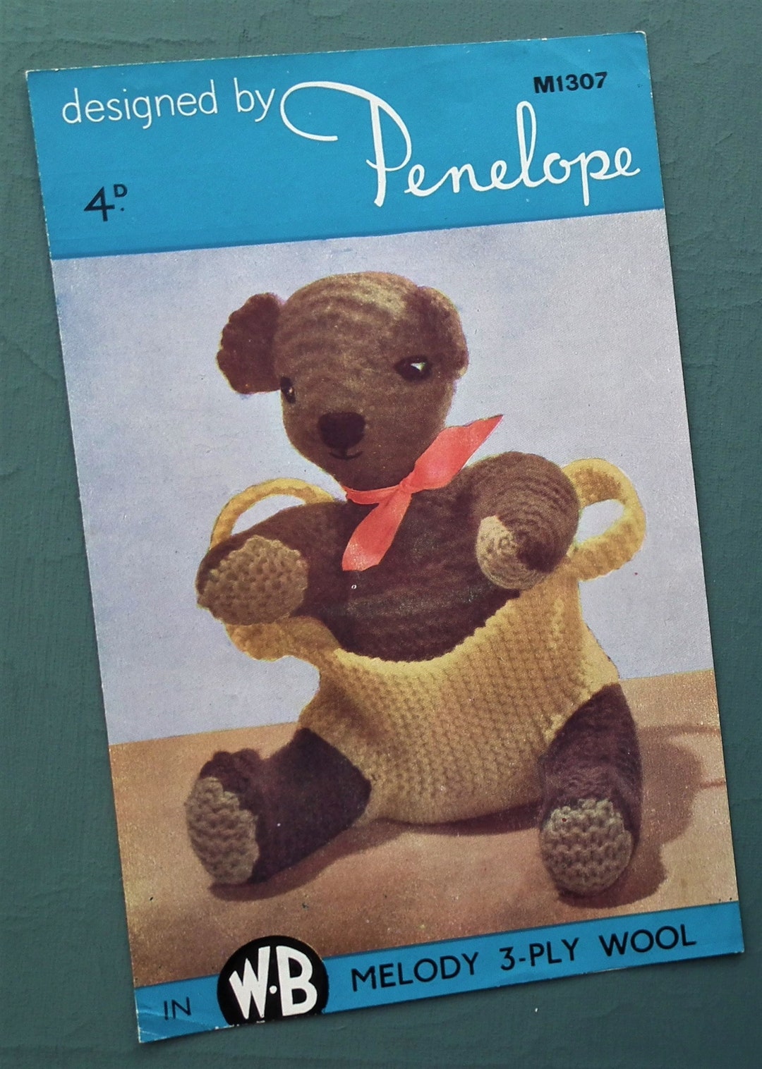 Original Vintage 1940s Teddy Bear Knitting Pattern - Baby Bruin and ...