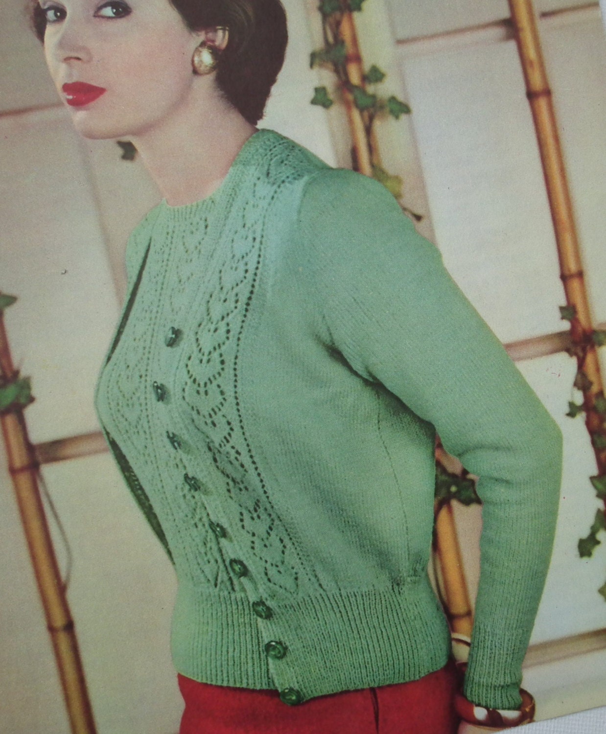 Original Vintage 1950s Knitting Pattern Women's Twin Set Sweater and ...