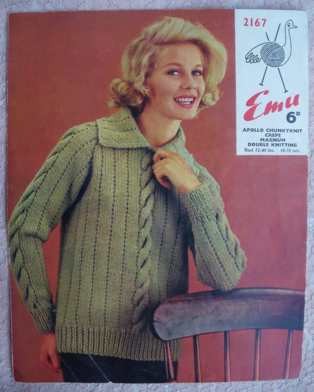 Vintage Knitting Pattern Women's 1960s Sweater Jumper With Collar 60s ...