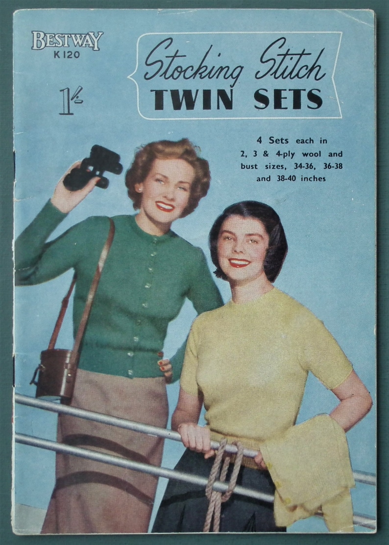 Vintage Knitting Patterns Book 1940s 1950s Women's Stocking Stitch Twin ...