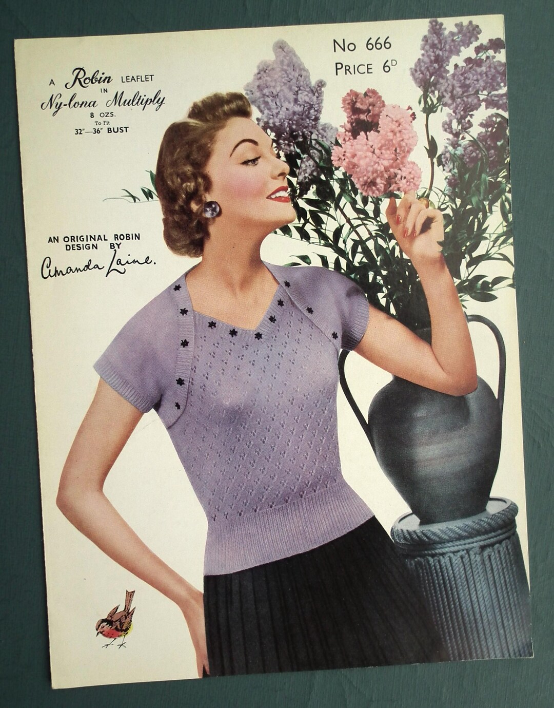 Vintage 1950s Knitting Pattern Women's Sweater 50s Original Pattern ...