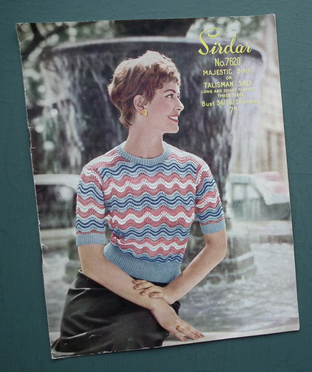 Vintage 1950s Knitting Pattern - Women's Sweater / Jumper - Feather and ...