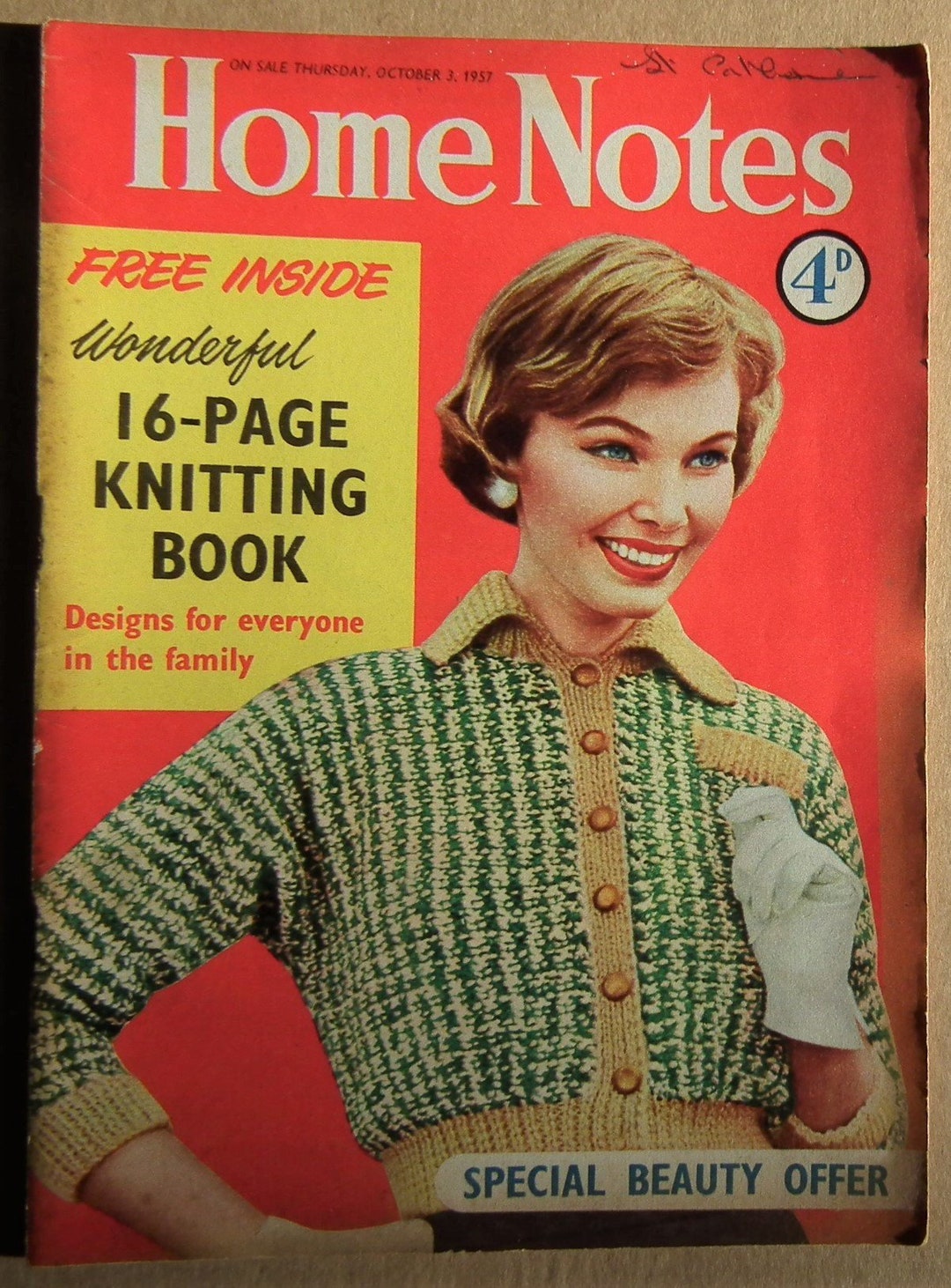Home Notes Vintage 1950s Women's Magazine UK 1957 Plus Knitting ...