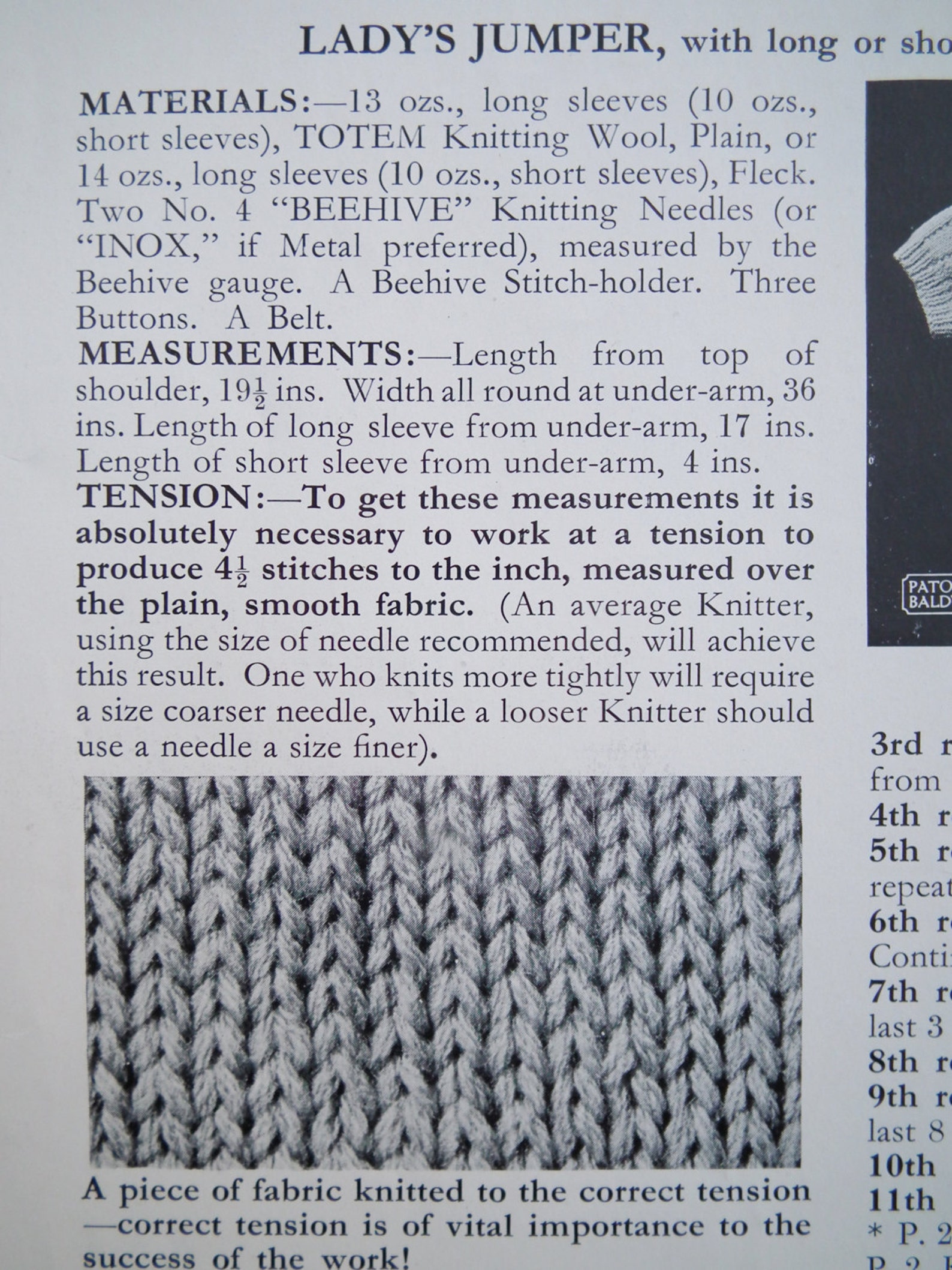 Vintage 30s Knitting Pattern Womens Sweater Jumper 30s Original Pattern ...