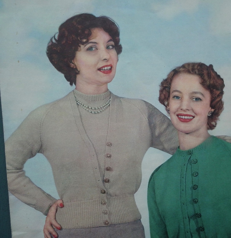 Vintage 1940s 1950s Knitting Pattern Women's Twin Set Sweater Jumper ...