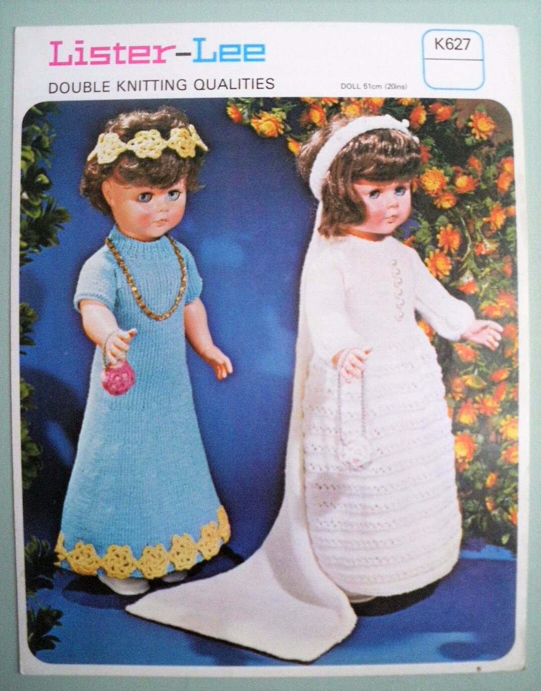 Dolls Clothes Vintage 1970s Knitting Pattern Bride and Bridesmaid Doll ...