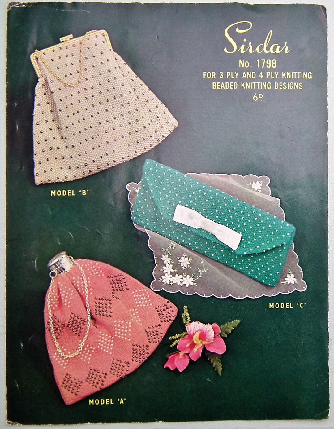 Vintage Knitting Pattern 1950s Women's Handbags Purses Evening Bags ...