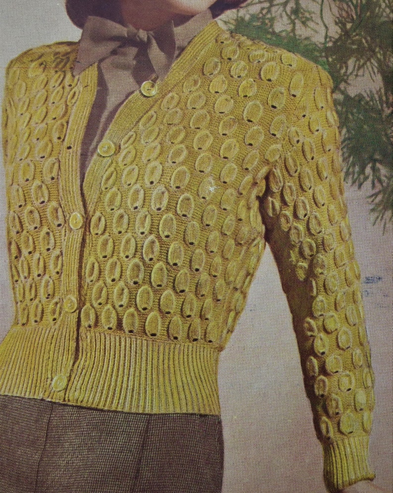 Original Vintage 1940s Knitting Pattern Women's Cardigan - Bestway ...