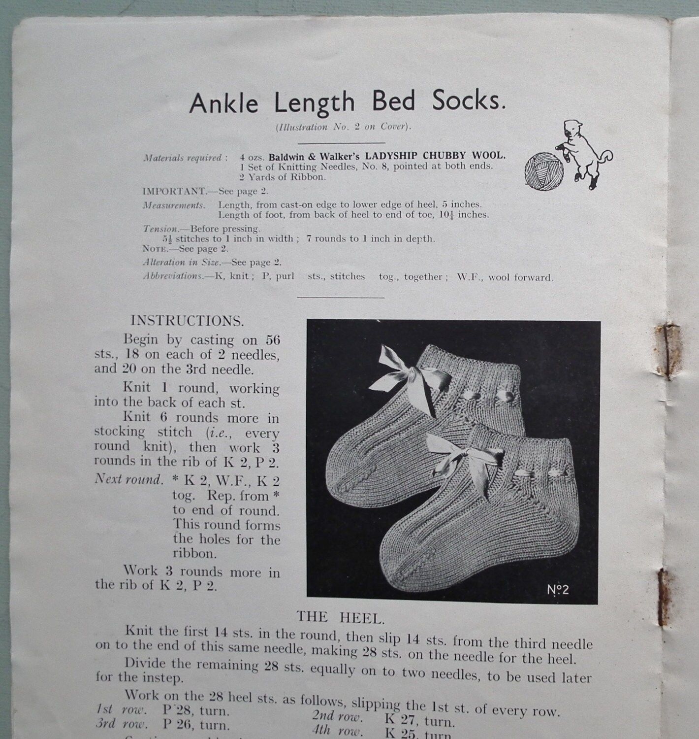 Vintage 1920s Knitting Pattern Womens Bed Socks Antique 20s Original ...