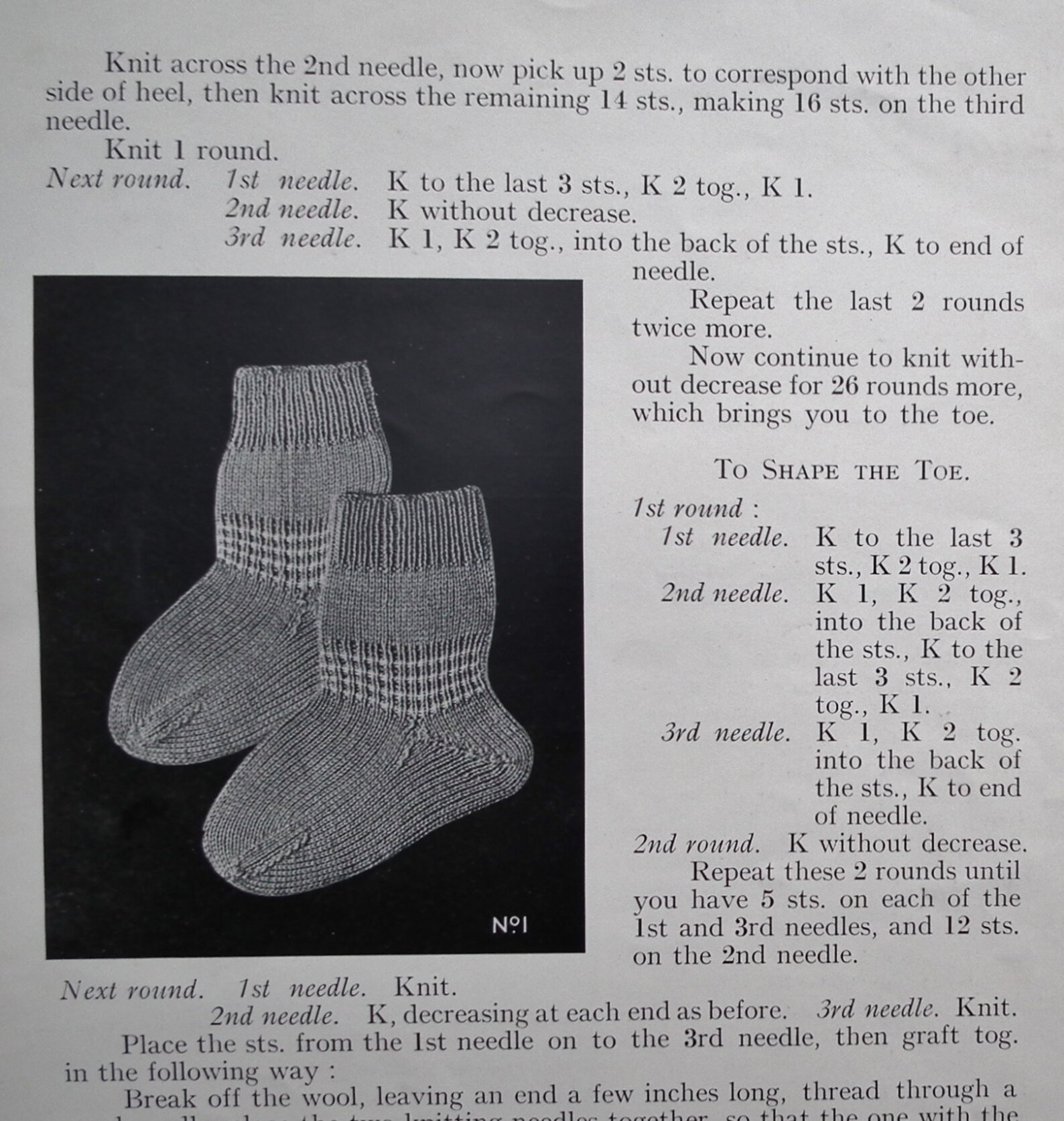 Vintage 1920s Knitting Pattern Womens Bed Socks Antique 20s Original ...