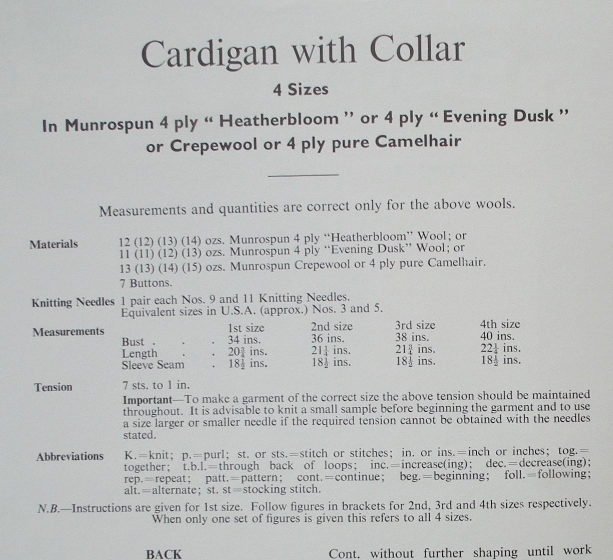 Vintage Knitting Pattern 1950s 1960s Women's Cardigan With - Etsy