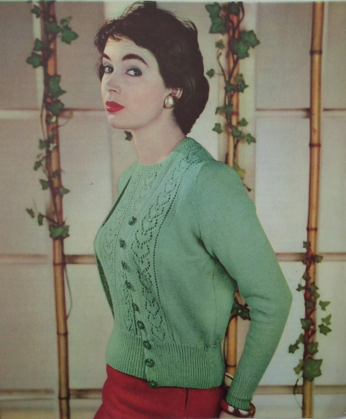 Vintage 1950s Knitting Pattern Women's Twin Set Sweater / Jumper and ...