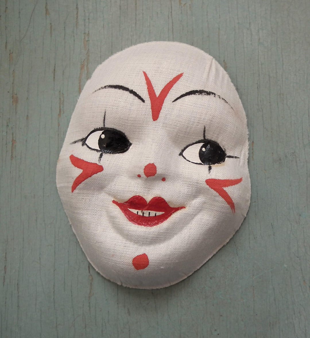 Vintage Clown 30s 40s Doll Face - Hand-painted Pressed Moulded Cloth ...