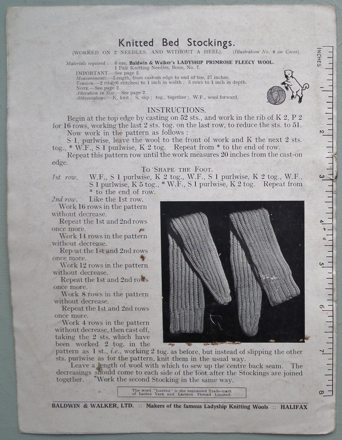 Vintage 1920s Knitting Pattern Womens Bed Socks Antique 20s Original ...