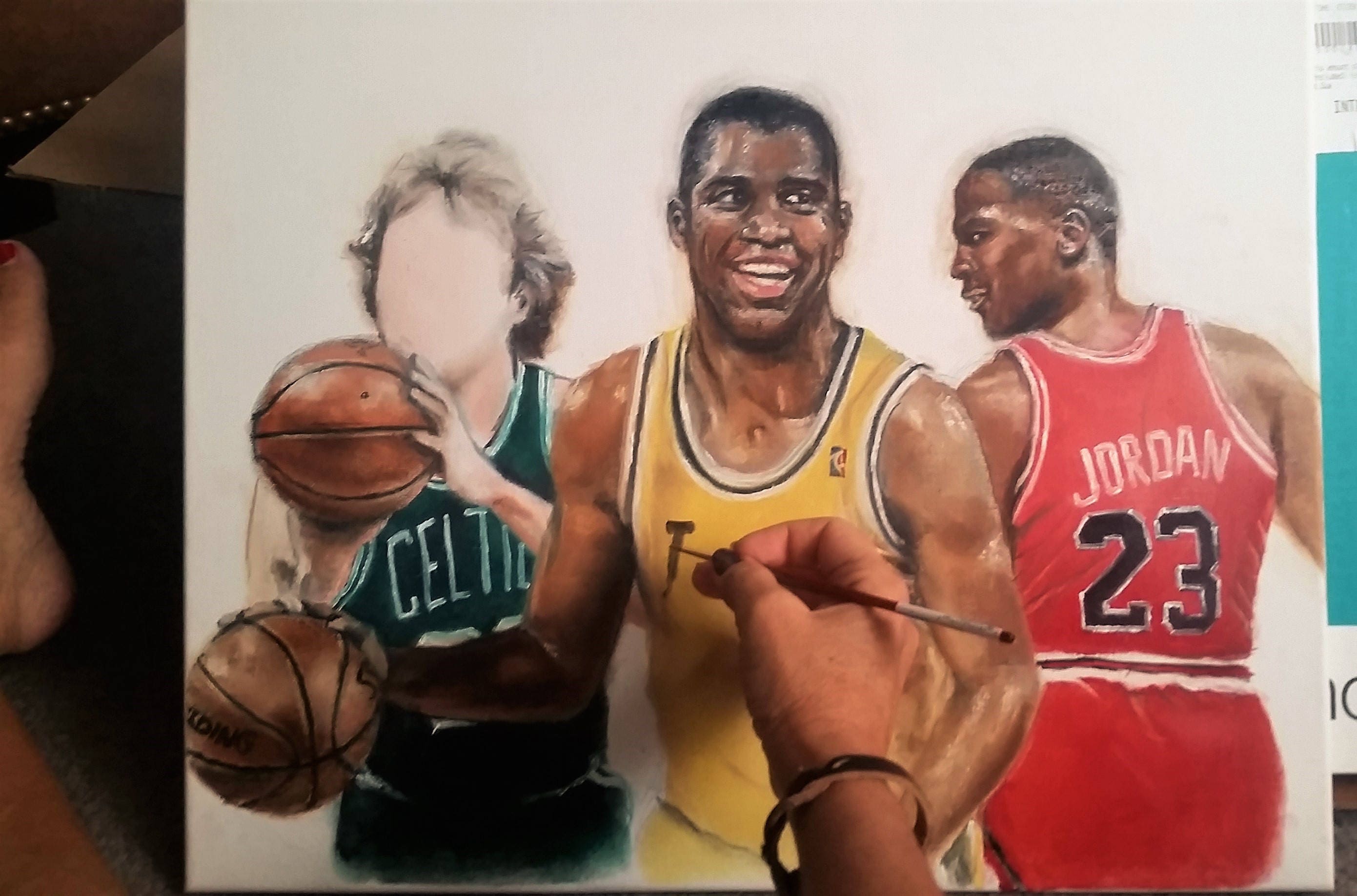 Magic, MJ, & Bird, a Print of the Original Oil Painting, by Artist ...