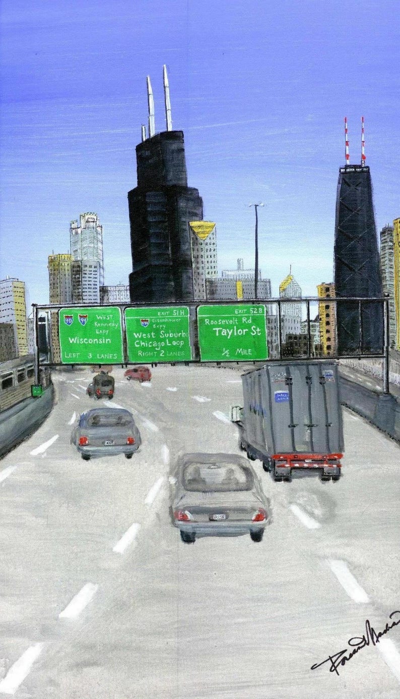 Chicago Dan Ryan Expressway Headed Downtown. Art Print From - Etsy
