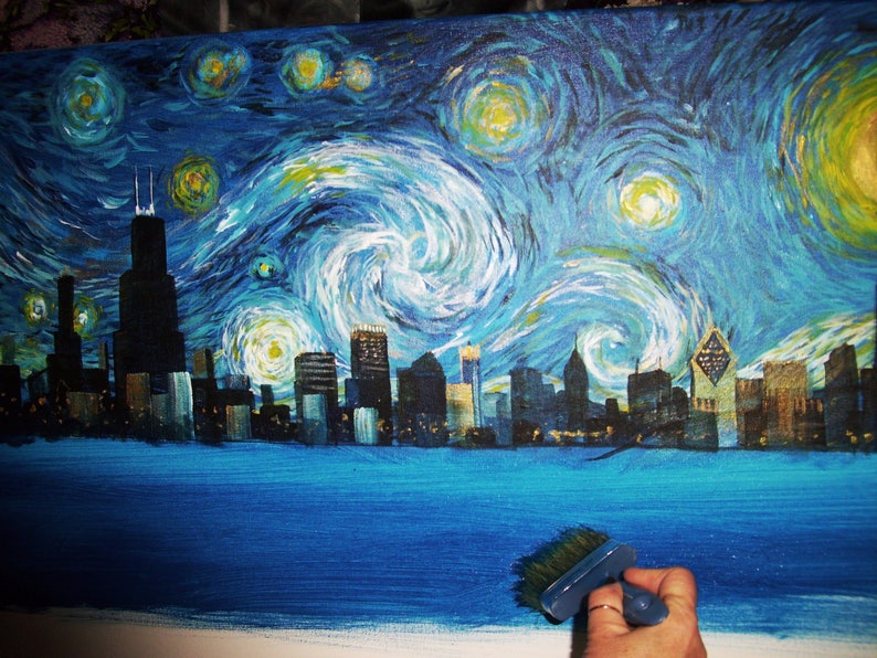 Starry Chicago, an Adaptation of Chicago & Vangogh. Print From the ...