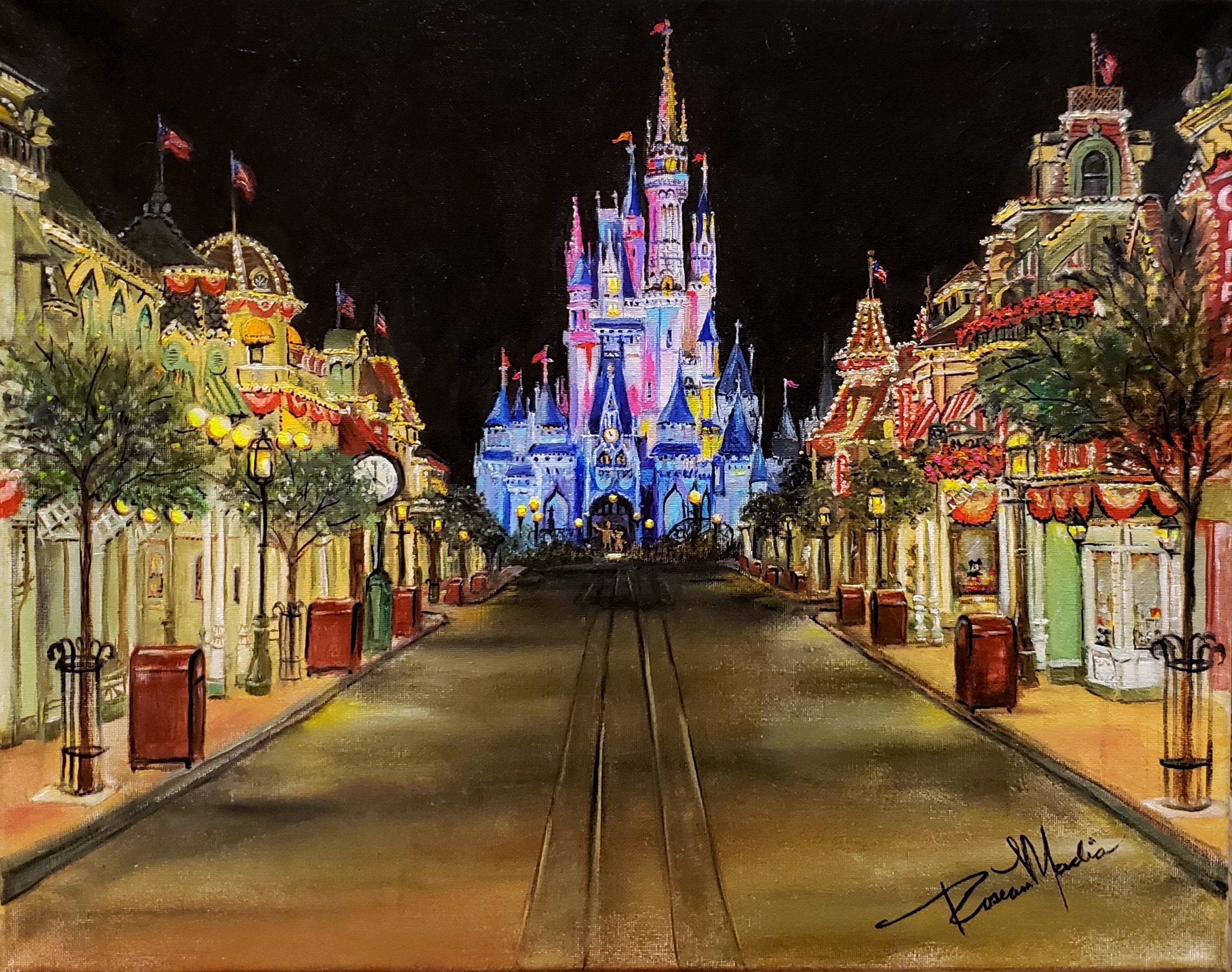 Disney's Main Street USA, print of original oil painting by Artist ...