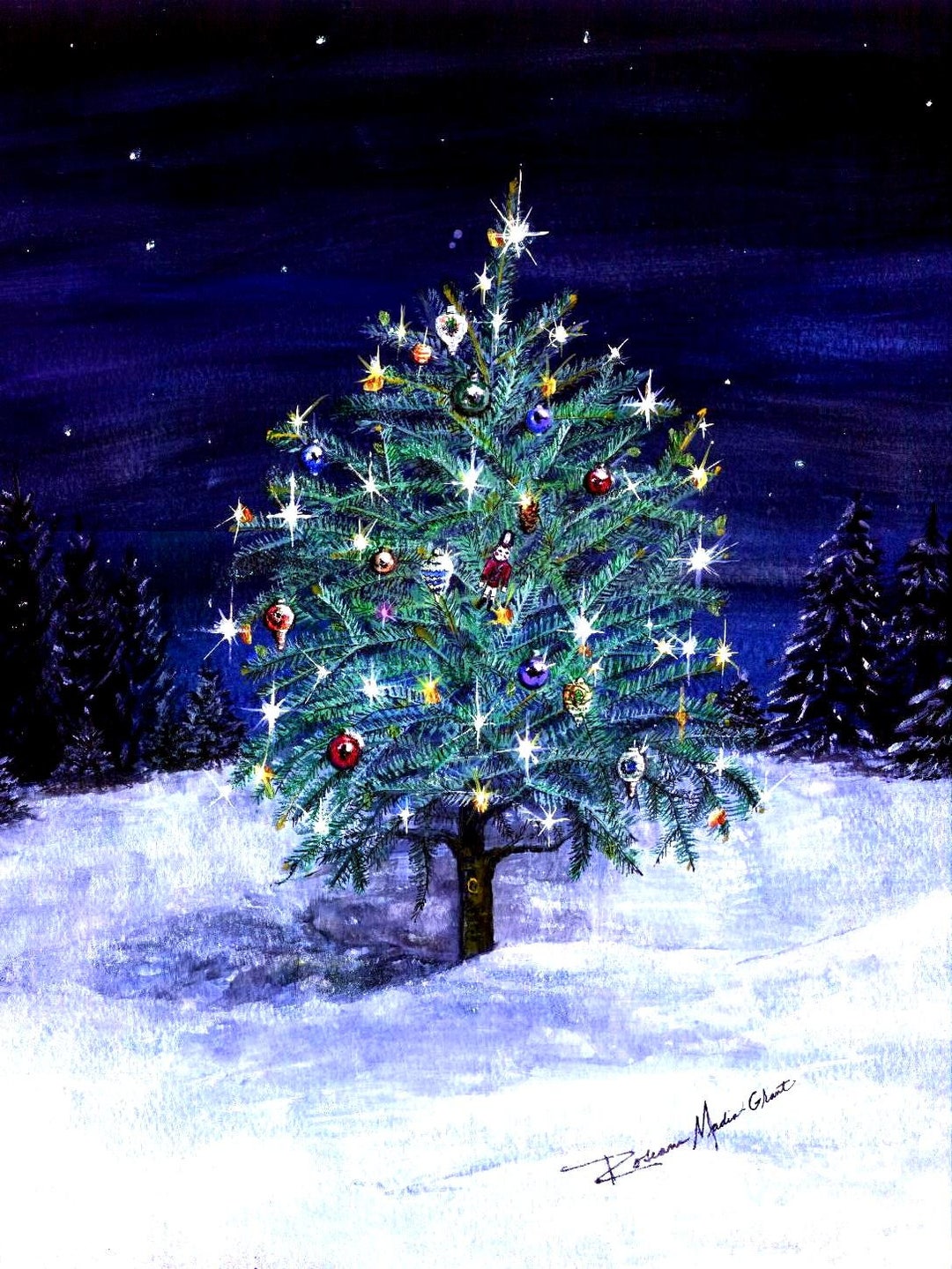 Little Tree. From an Original Painting by Artist, Roseann Madia - Etsy
