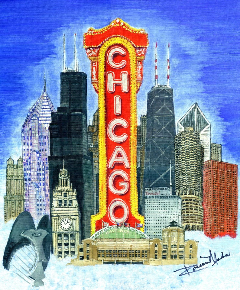 The Chicago Theater Collage a Collection of Famous Chicago - Etsy