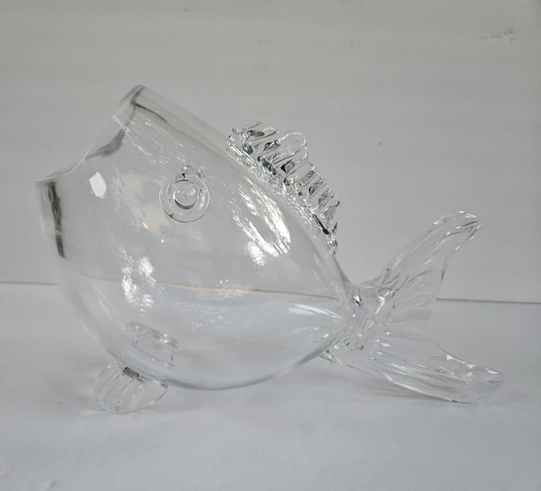 Large Blenko Style Glass Fish Bowl Candy - Etsy