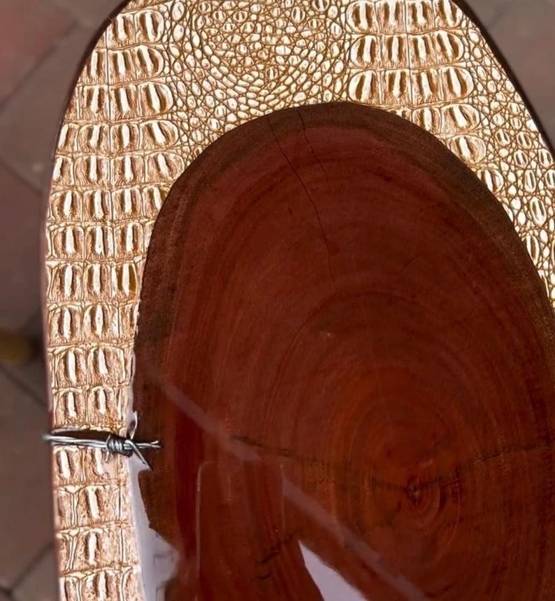 Country Western Inspired Mahogany Hardwood, Resin and Faux Alligator ...