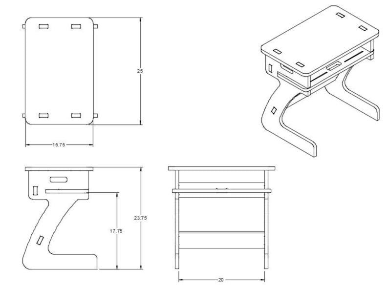 Kids Desk and Chair Digital Files - Flat Pack Friction Fit Design (no ...