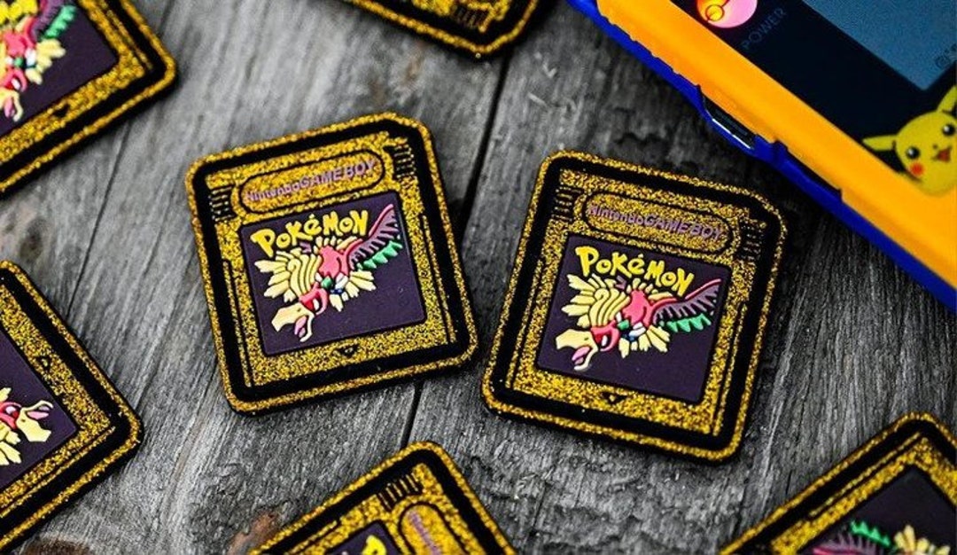 GAMEBOY HOOH Pokemon Cartridge Set of 2 PVC Rubber Velcro Patch Ranger ...