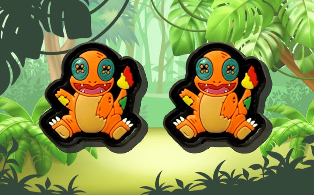 PLUSHIE CHARMANDER POKEMON Set of 2 Pvc Rubber Velcro Patch Ranger Eyes, Custom Gamer Patches ...