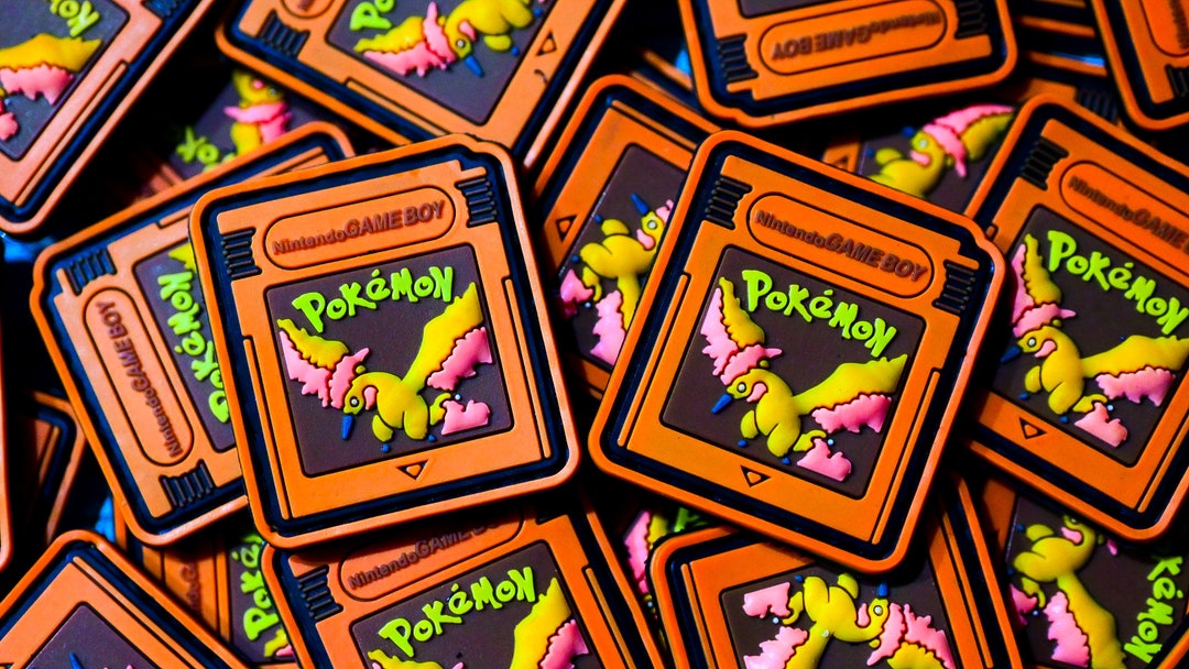 GAMEBOY MOLTRES Pokemon Cartridge Set of 2 PVC Rubber Velcro Patch ...