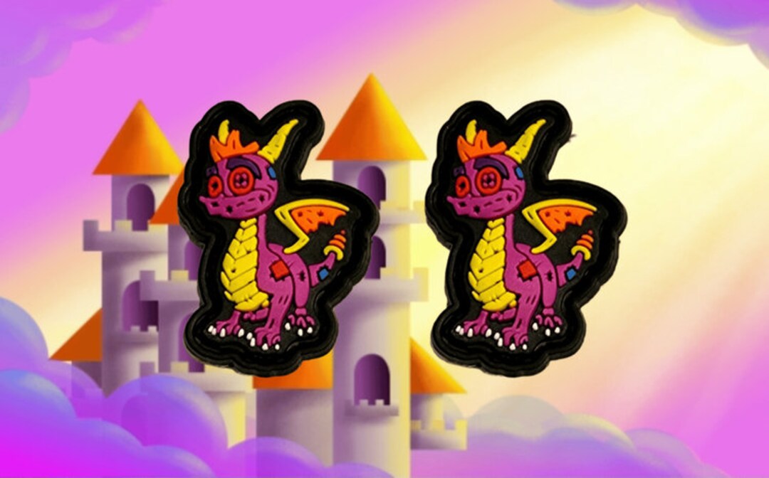 PLUSHIE SPYRO DRAGON Set of 2 Pvc Rubber Velcro Patch Ranger Eyes Custom Gamer Patches Morale ...