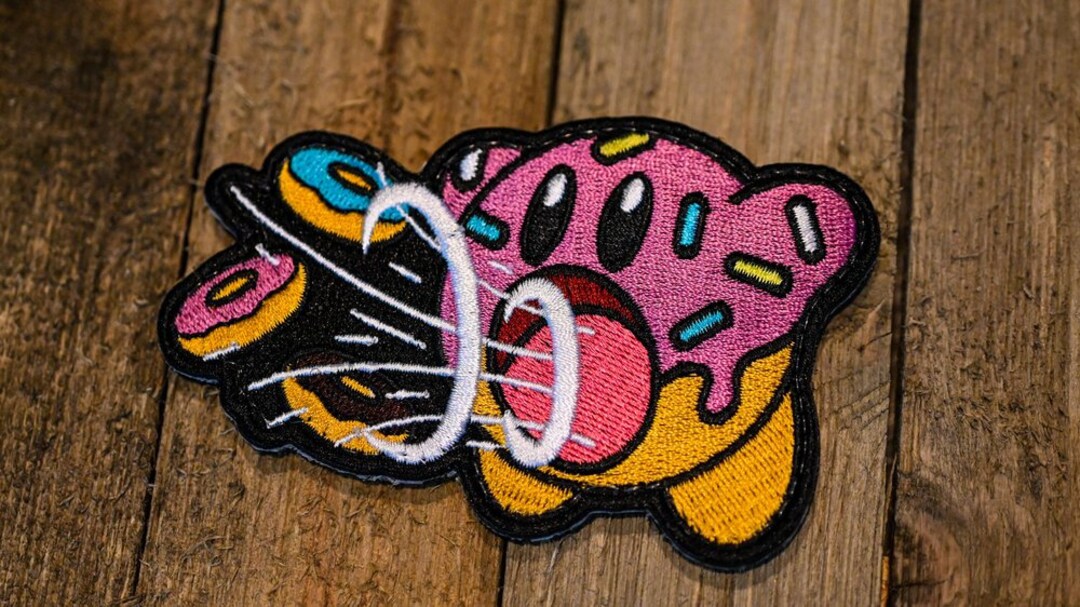 KIRBY DONUT Embroidered Velcro Patch Ranger Eyes, Custom Gamer Patches ...