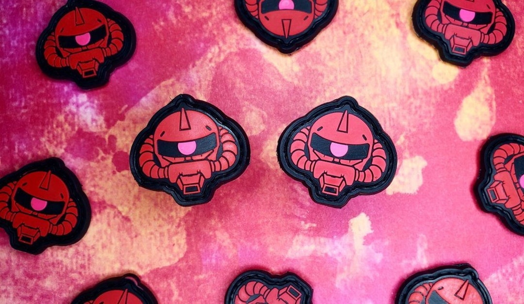 GUNDAM ZAKU MECH Anime Set of 3 Pvc Rubber Velcro Patch Ranger Eyes ...