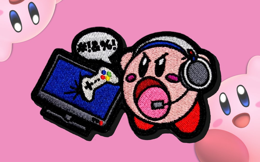 KIRBY RAGE QUIT Embroidered Velcro Patch Ranger Eyes, Custom Gamer ...