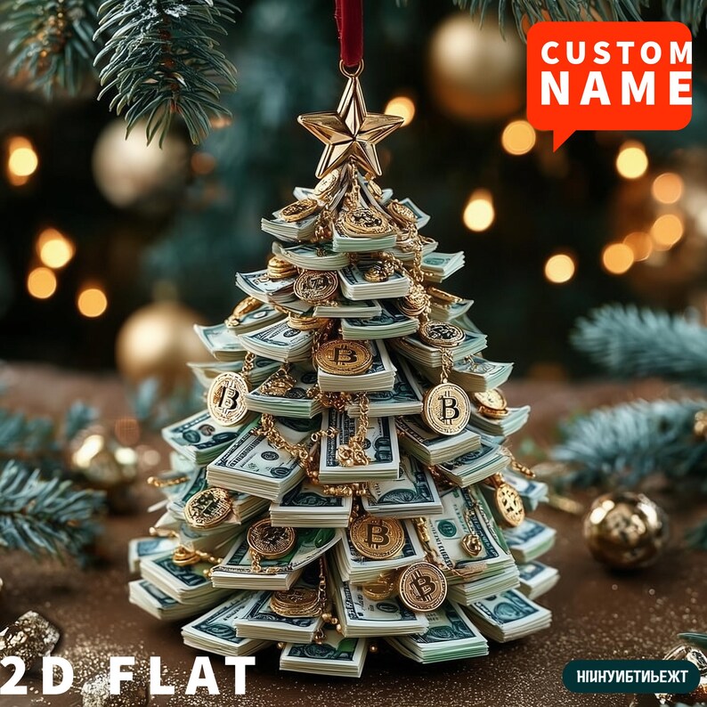 Personalized Money Tree 2D Flat Acrylic Ornament Cash Stack Bitcoin ...