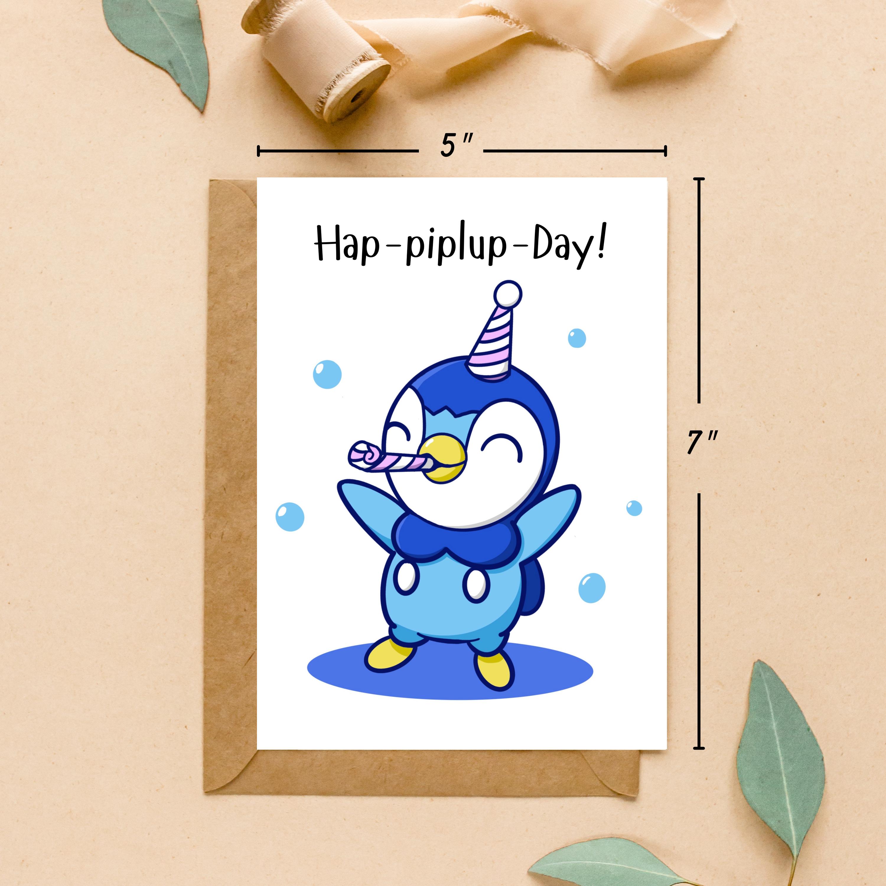 Piplup Pokemon Birthday Card Template Printable Editable on Canva 5 X 7 ...