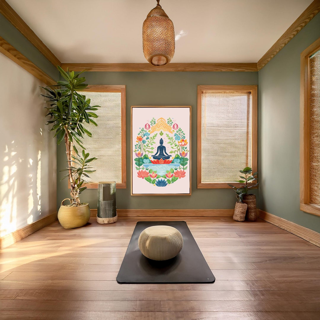 Mindfulness Buddha Poster Yoga Art Print A3 Digital Download Serenity ...