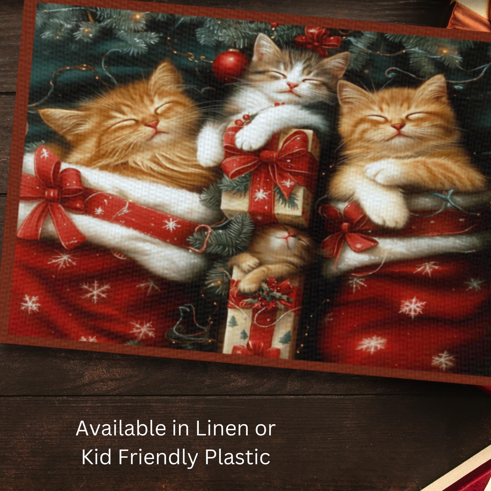 Christmas Cat Nap Plastic Placemat, Festive Felines on Holiday Duty ...