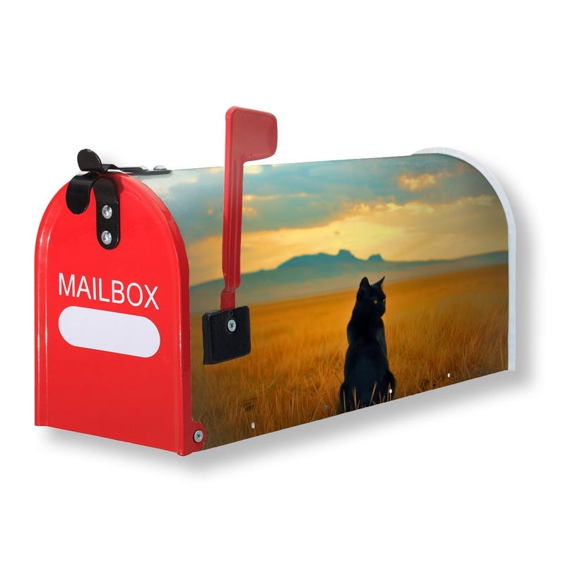 Black Cat Golden Prairie Mailbox Cover – Rustic Farmhouse Sunset Scene ...