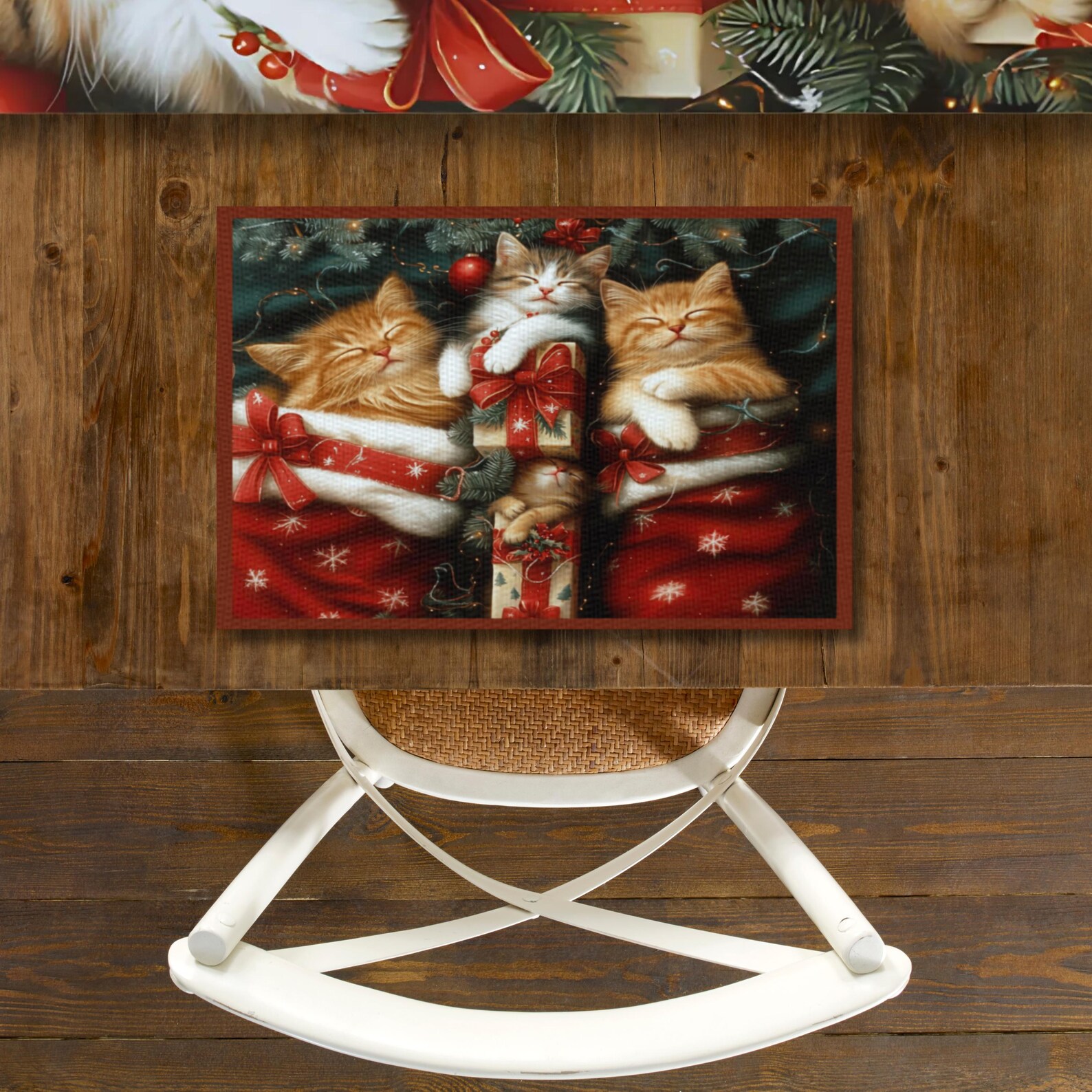 Christmas Cat Nap Plastic Placemat, Festive Felines on Holiday Duty ...